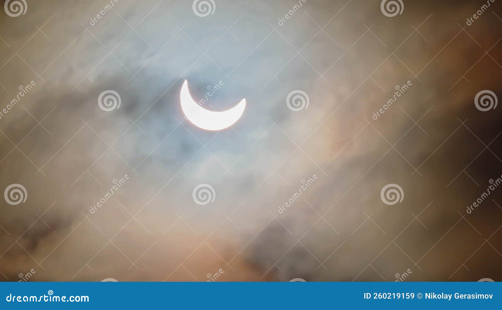 Image of a Partial Solar Eclipse through Veil Clouds Stock Image - Image of solar, energy: 260219159