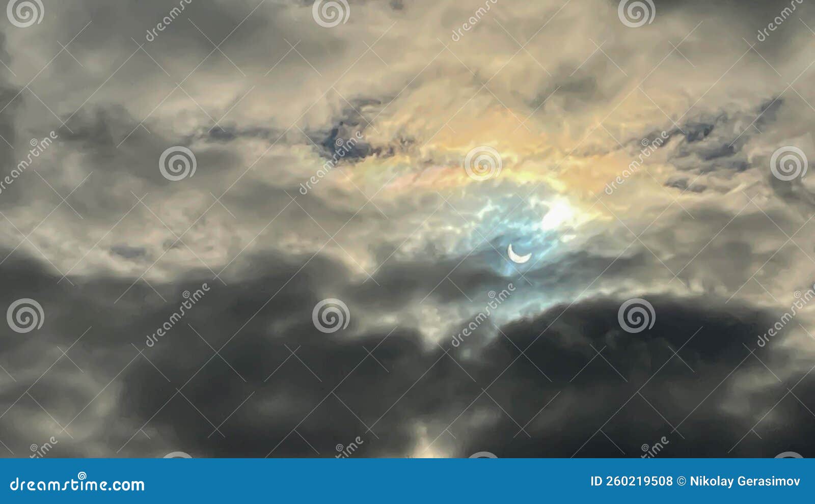 Image of a Partial Solar Eclipse through Veil Clouds Stock Photo ...
