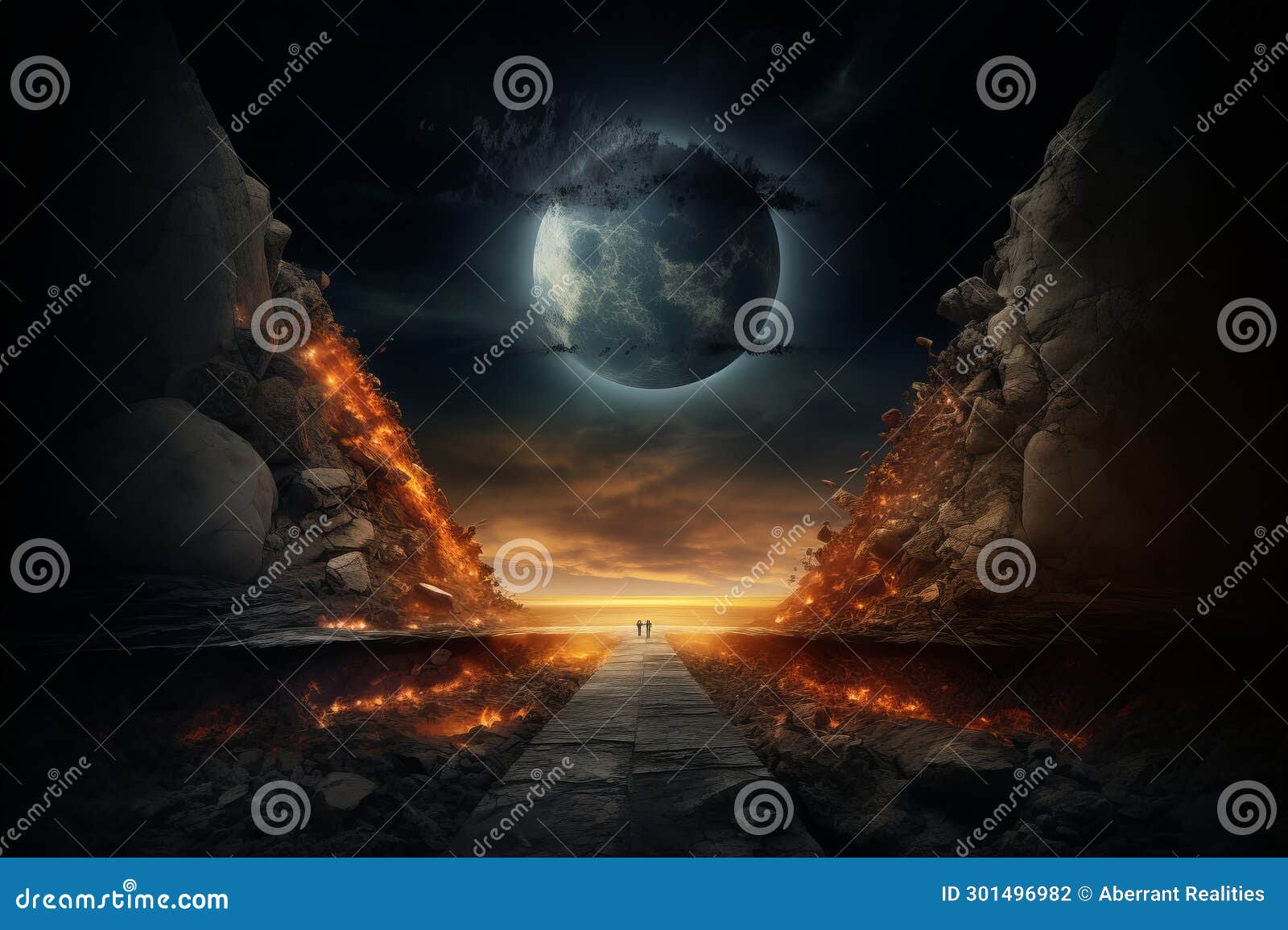 An Image of a Path Leading To the Moon Stock Illustration ...