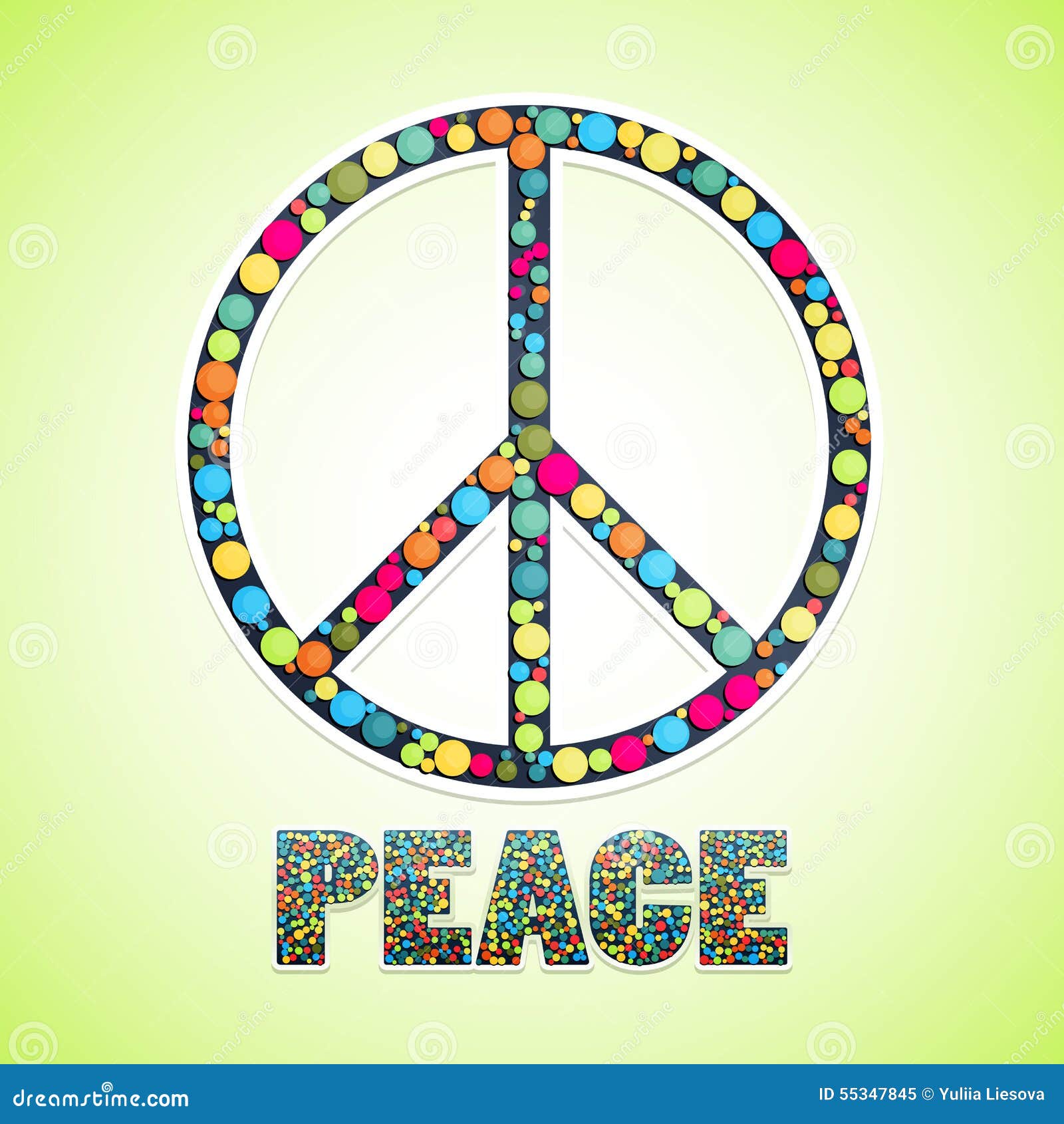 Image with Peace Sign Filled Circles and Text Below Stock Vector ...