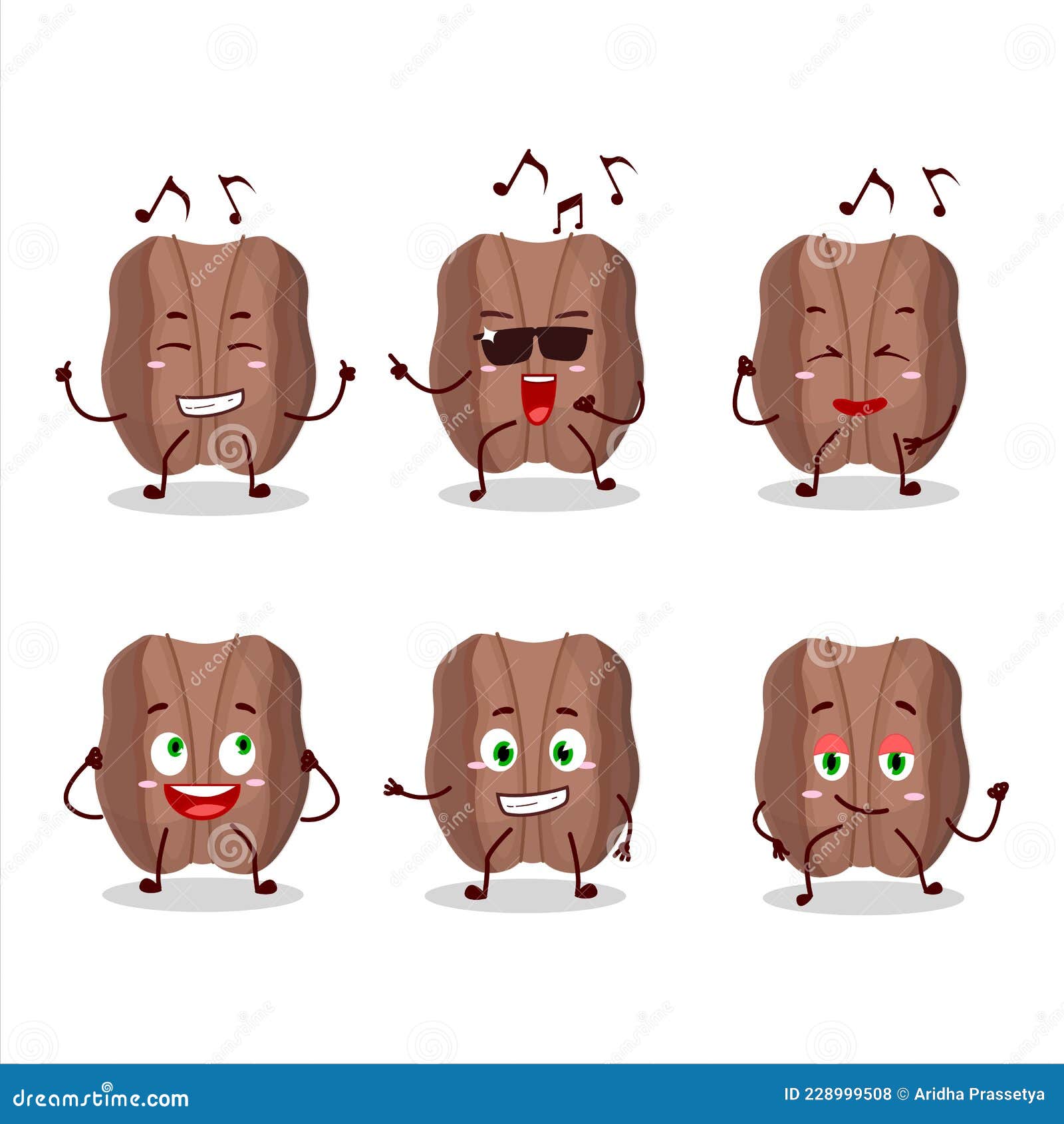 An Image of Pecans Dancer Cartoon Character Enjoying the Music Stock ...