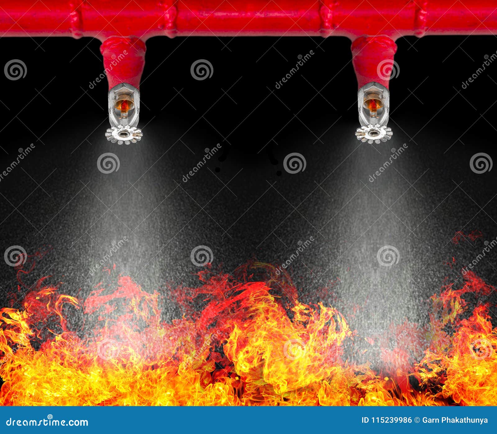 Fire Sprinkler System With Red Pipes Under Raised Floor,Automatic Under ...