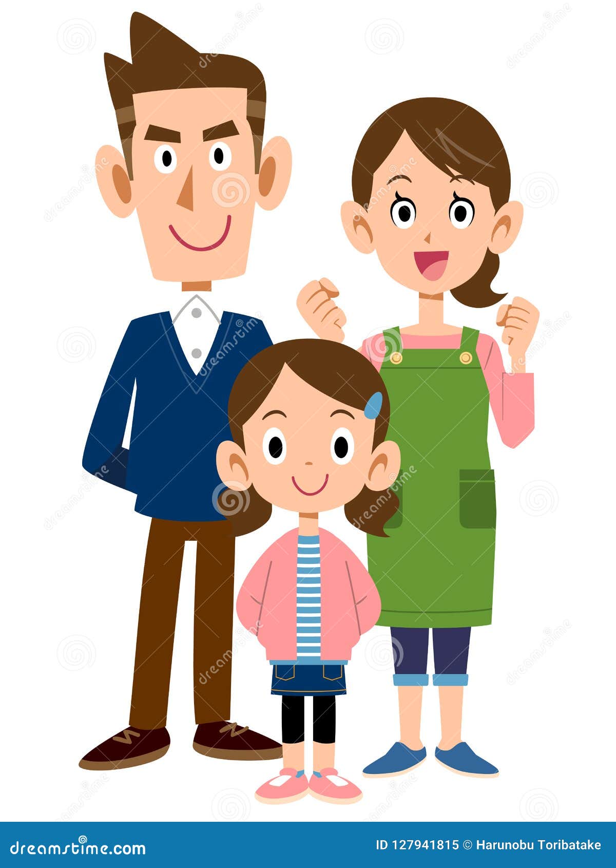 3 people Family front view stock vector. Illustration of infant - 127941815