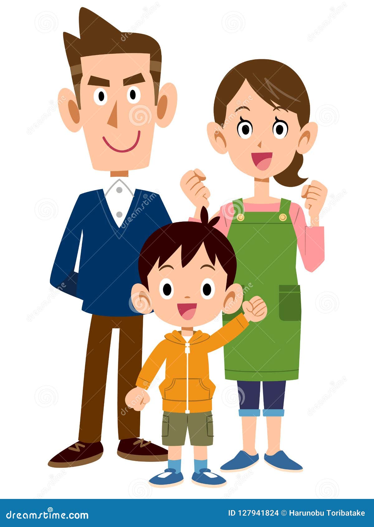 3 people Family front view stock vector. Illustration of single - 127941824