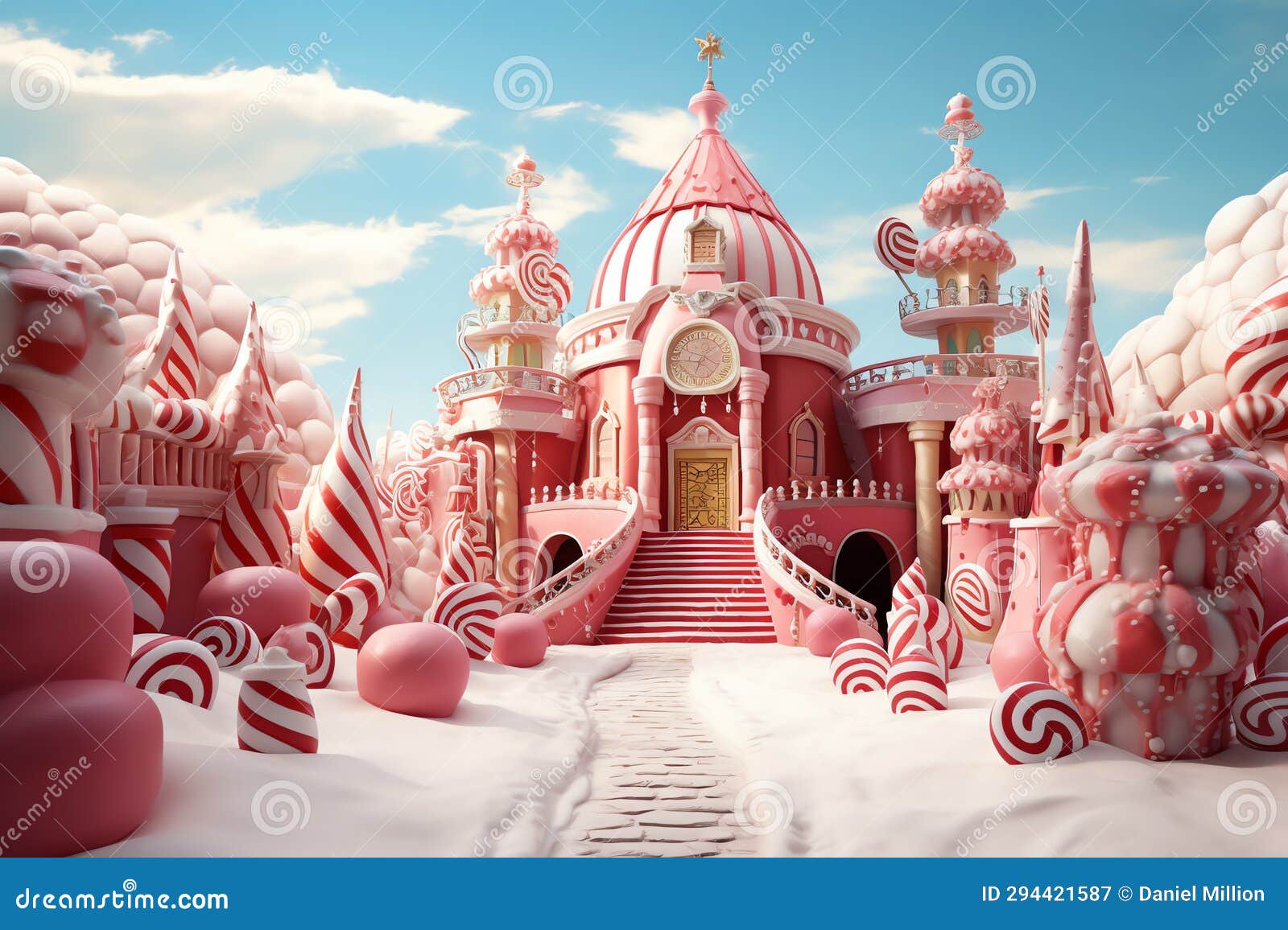 Peppermint Palace Beautiful Candyland Sweets Fairytale Background Stock ...