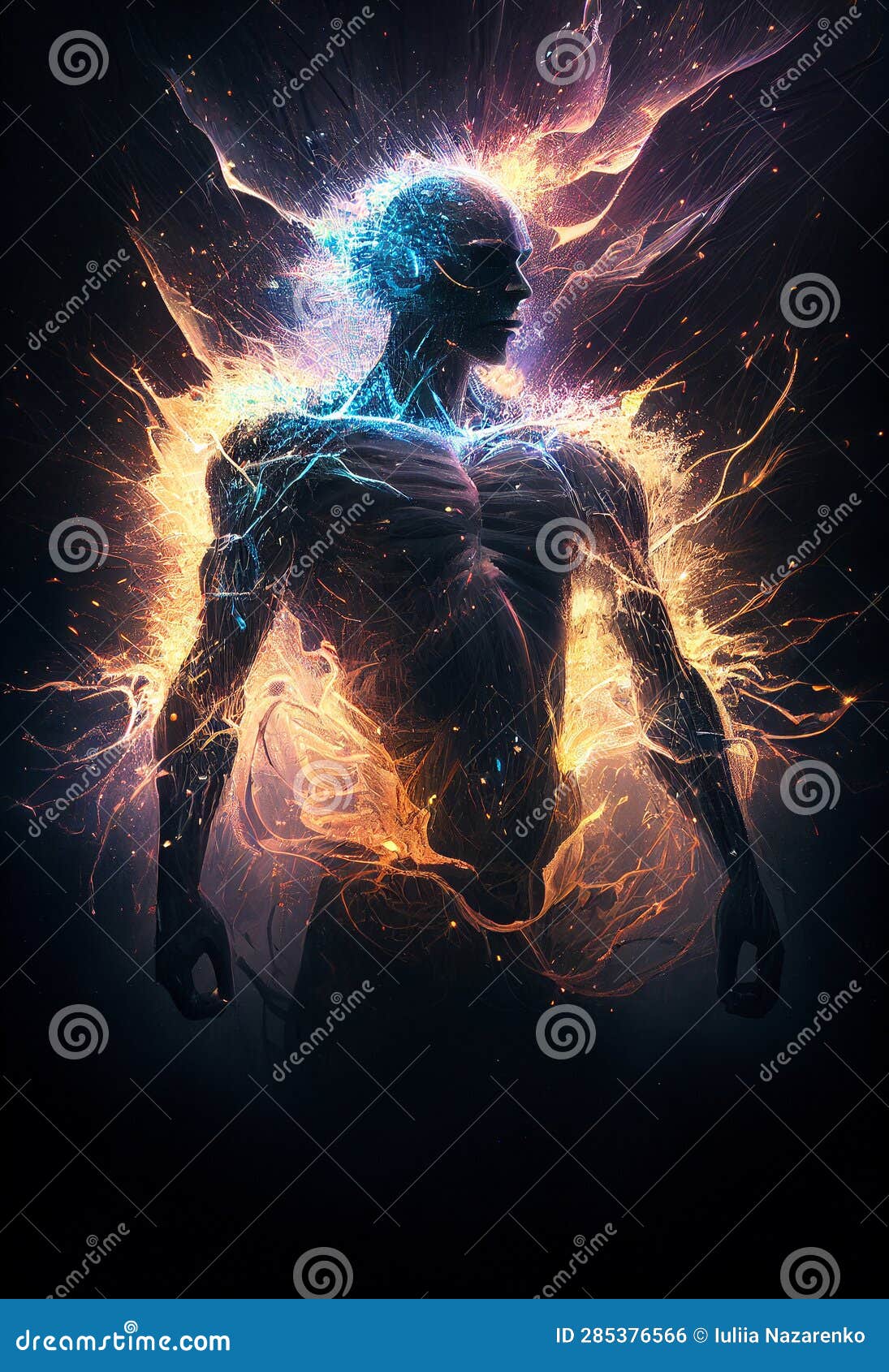 The Image of a Person with His Energy Channels, Multi-colored Smooth ...