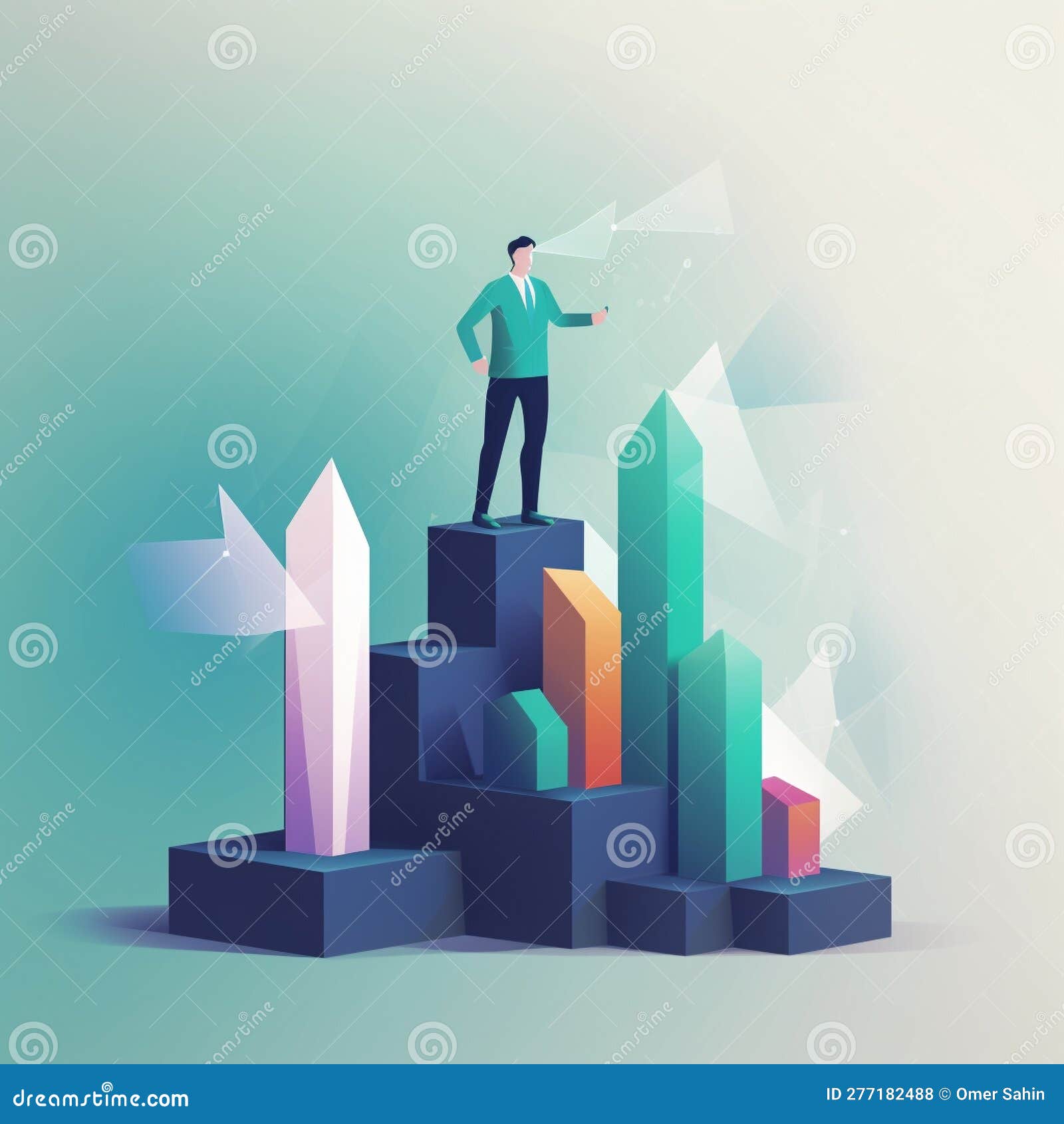 Image of Person Standing on a Podium with a Chart and Graph in the ...