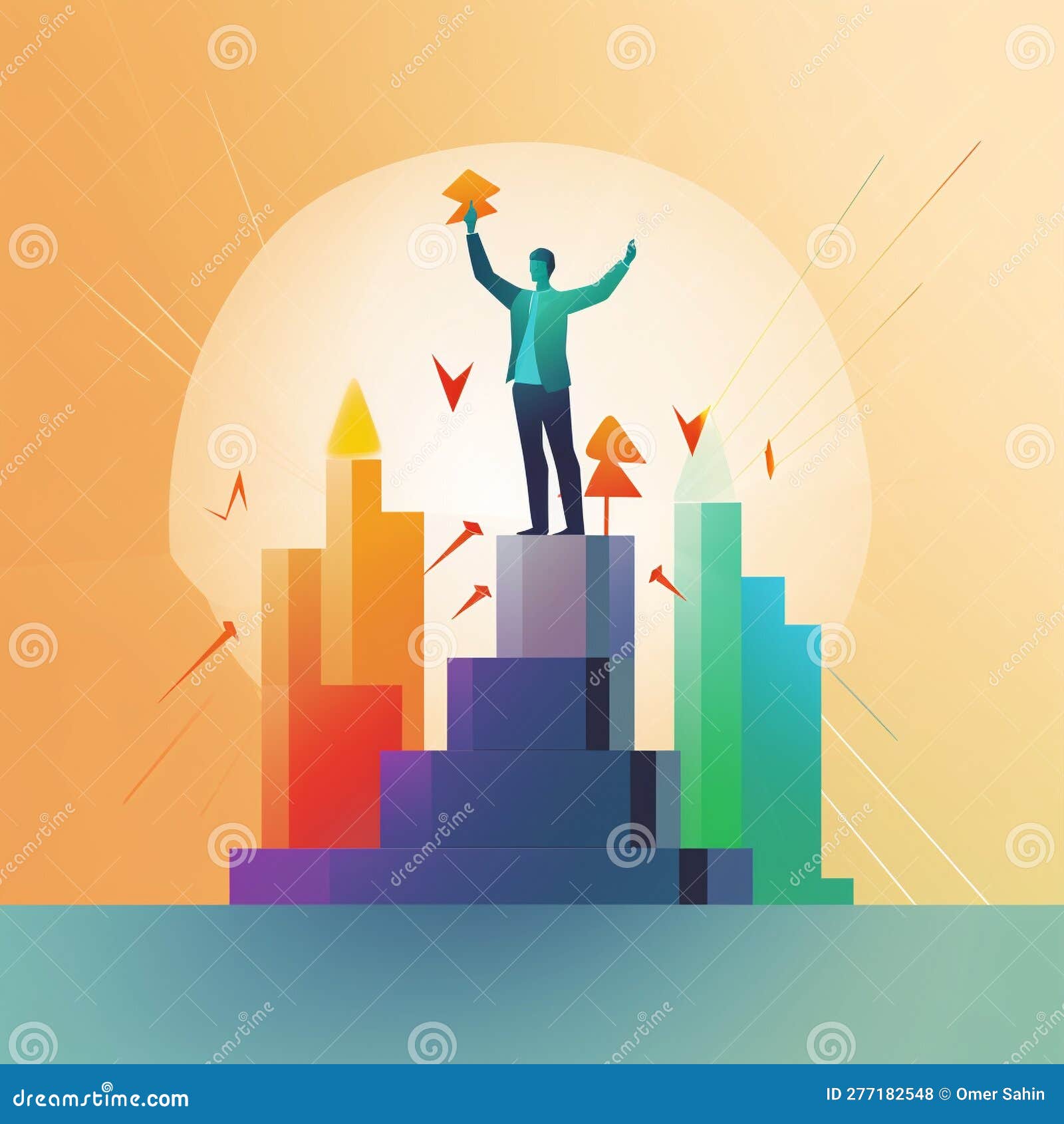 Image of Person Standing on a Podium with a Chart and Graph in the ...