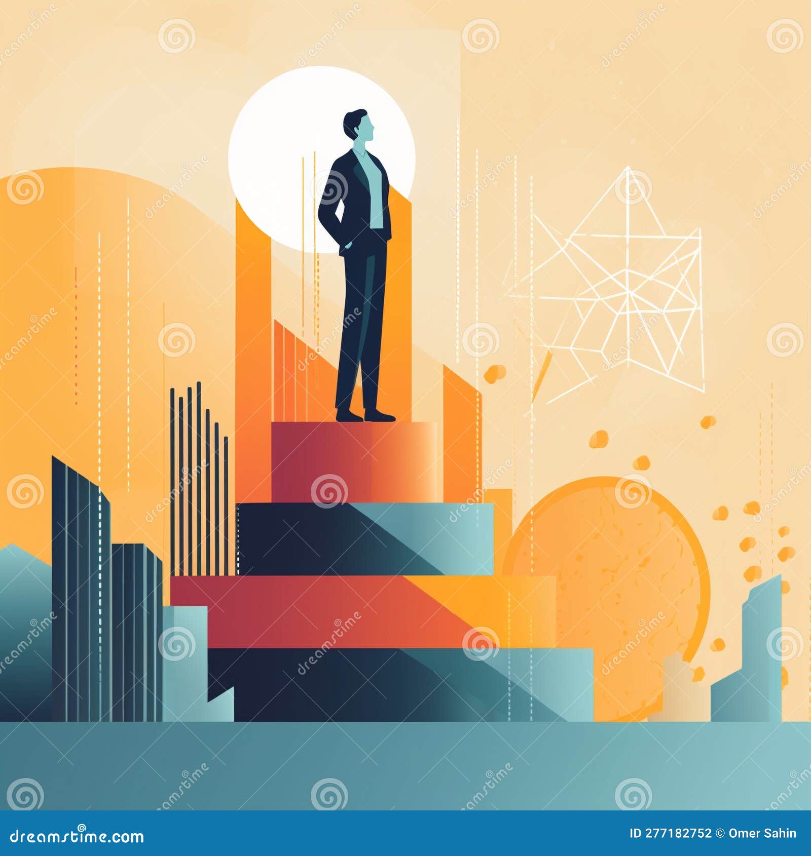 Image of Person Standing on a Podium with a Chart and Graph in the ...