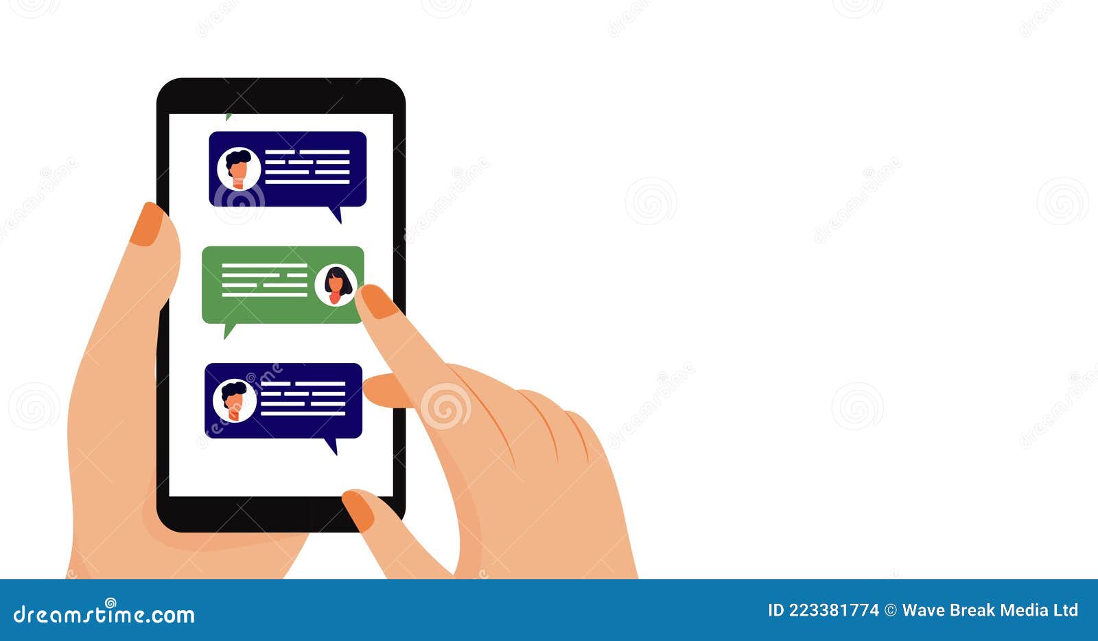 Image of Person Using Smartphone Social Networking on White Stock ...