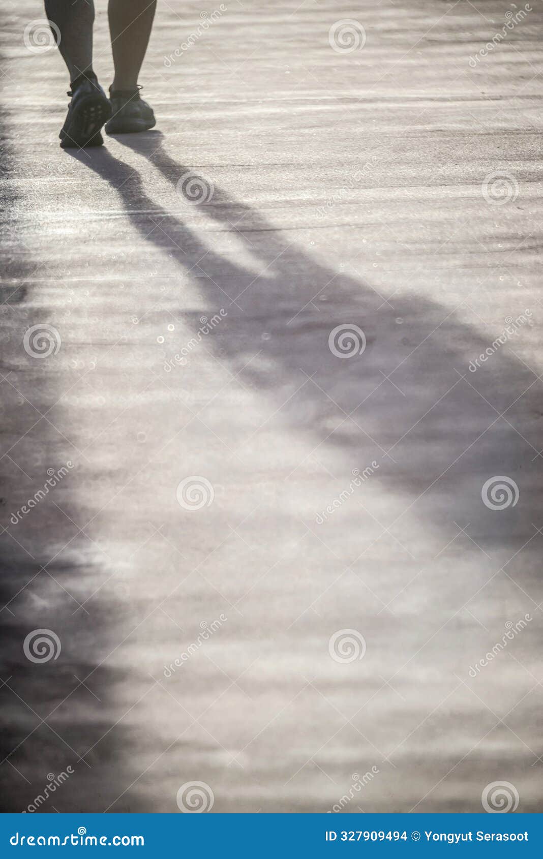 The Image of a Person Walking Alone and the Shadows of Light Stock ...