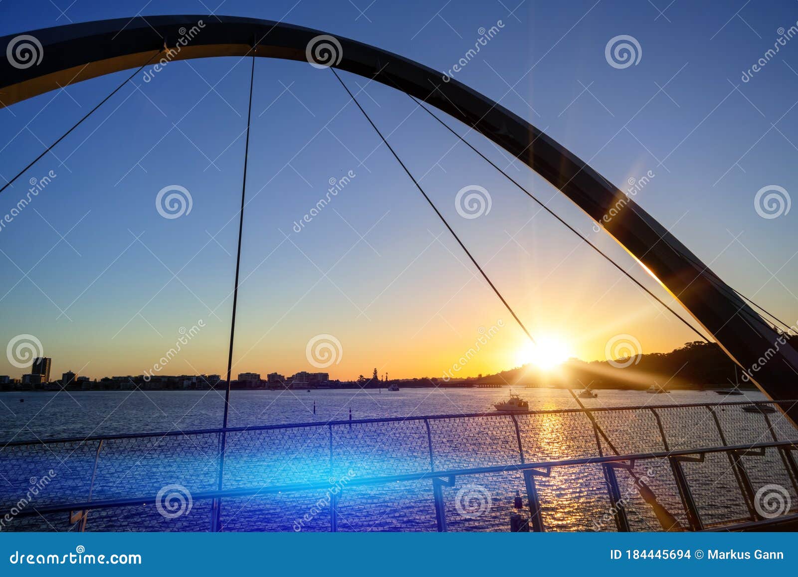 Perth Sunset Scenery with Bridge Stock Photo - Image of magic ...