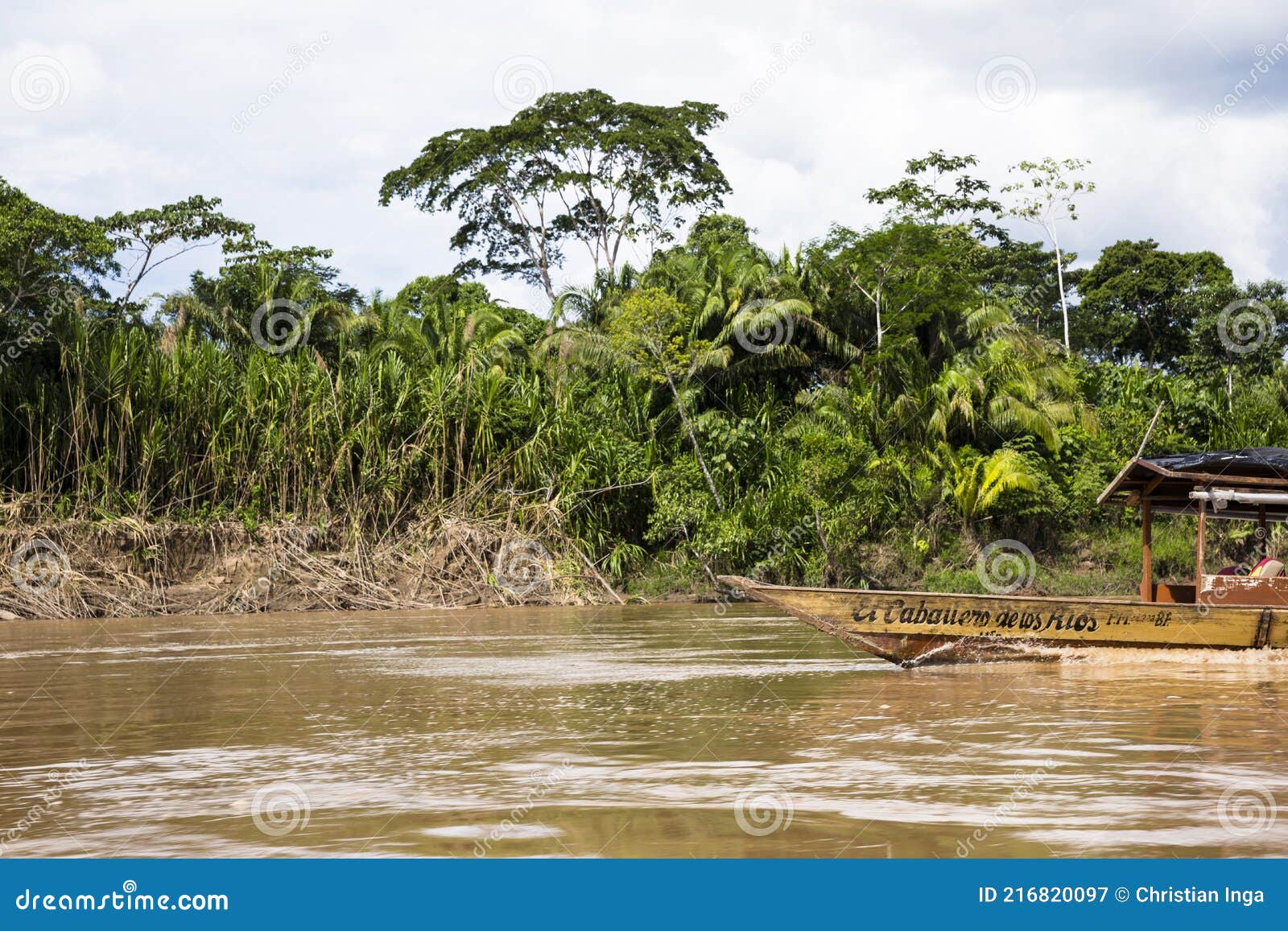 Image in Peruvian Jungle of a Boat in a River in Amazon Forest ...