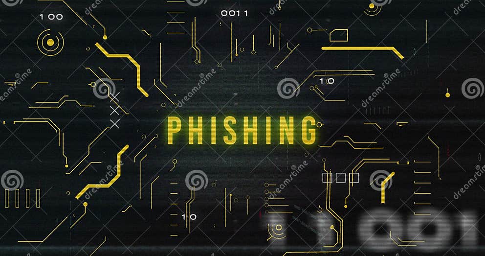 Image of Phishing Text Banner Over Data Processing and Microprocessor Connections Stock ...