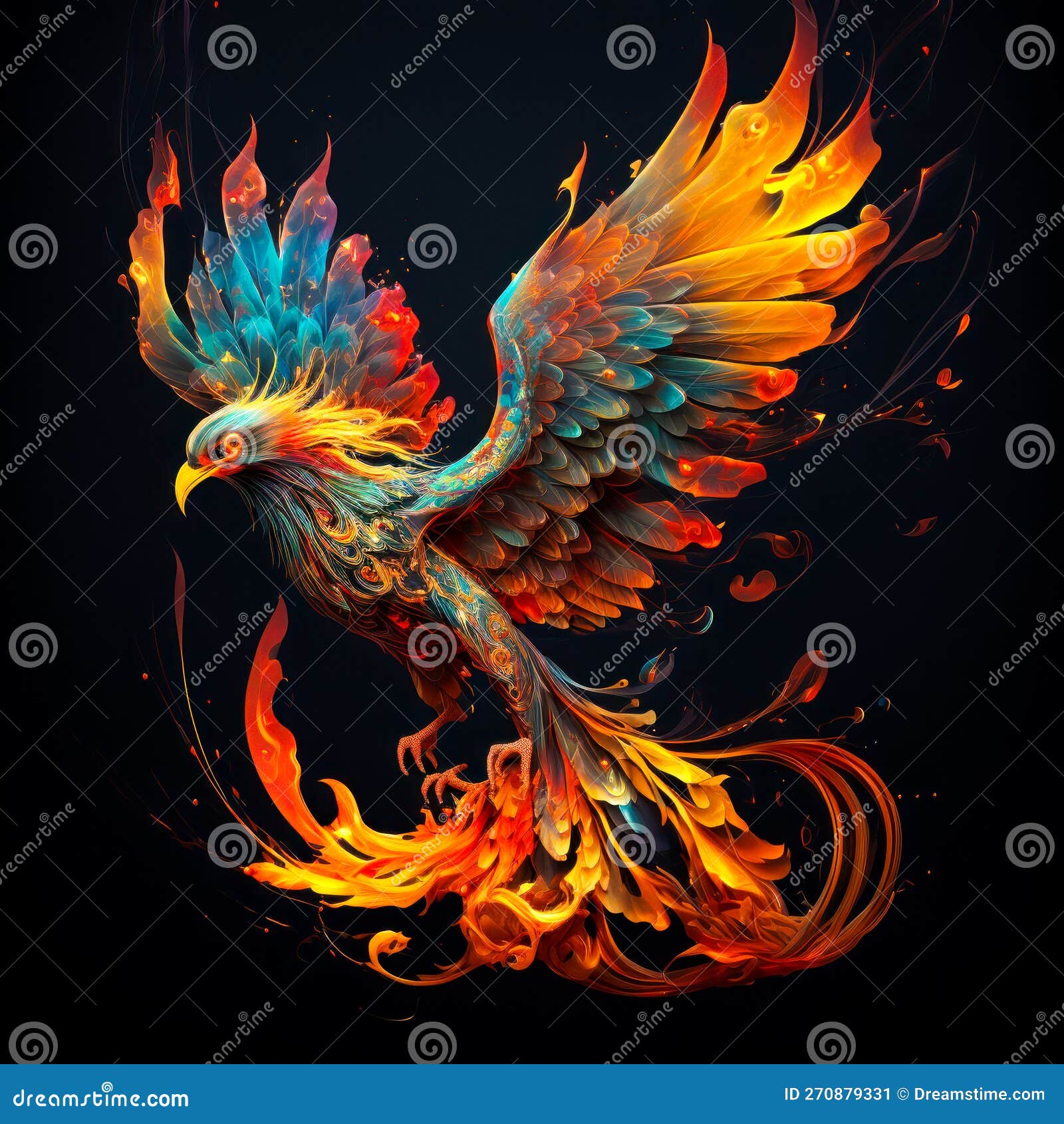 An Image of Phoenix Bird Flying in the Air. Generative AI Stock ...