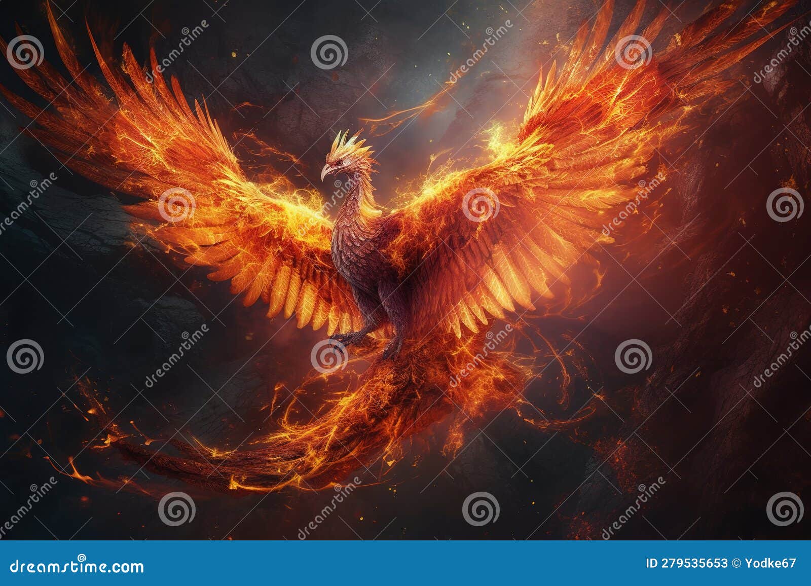 Image of the Phoenix is Flying Burning with Fire. Birds. Mythical ...