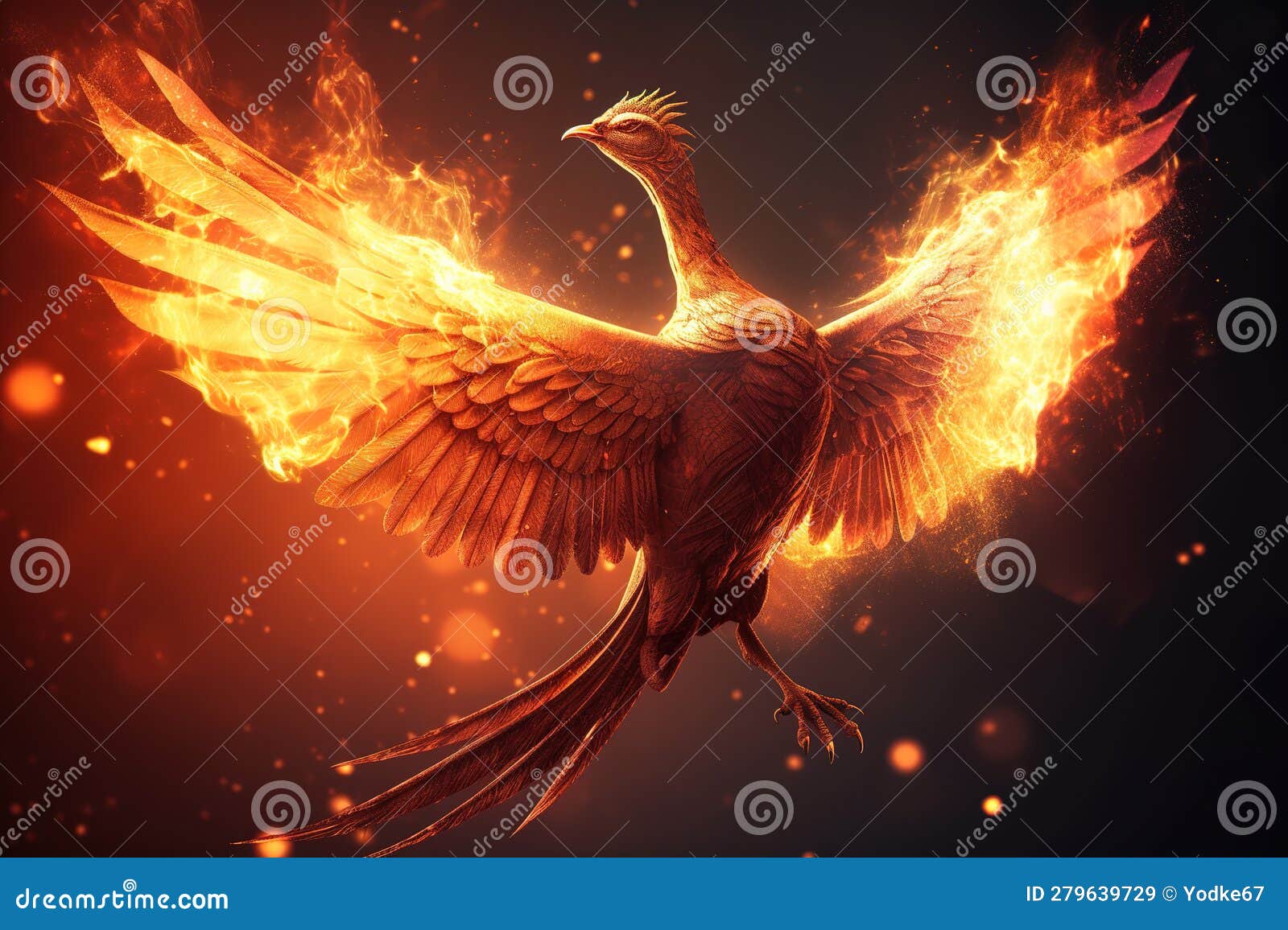 Image of the Phoenix is Flying Burning with Fire. Birds. Mythical ...