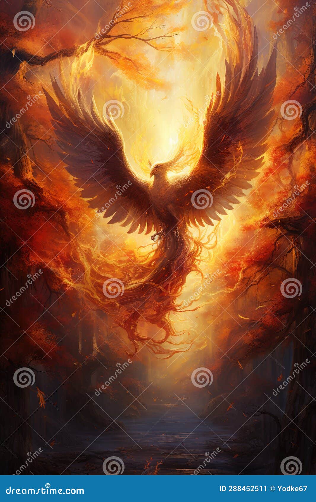Image of the Phoenix is Flying Burning with Fire. Birds. Mythical ...