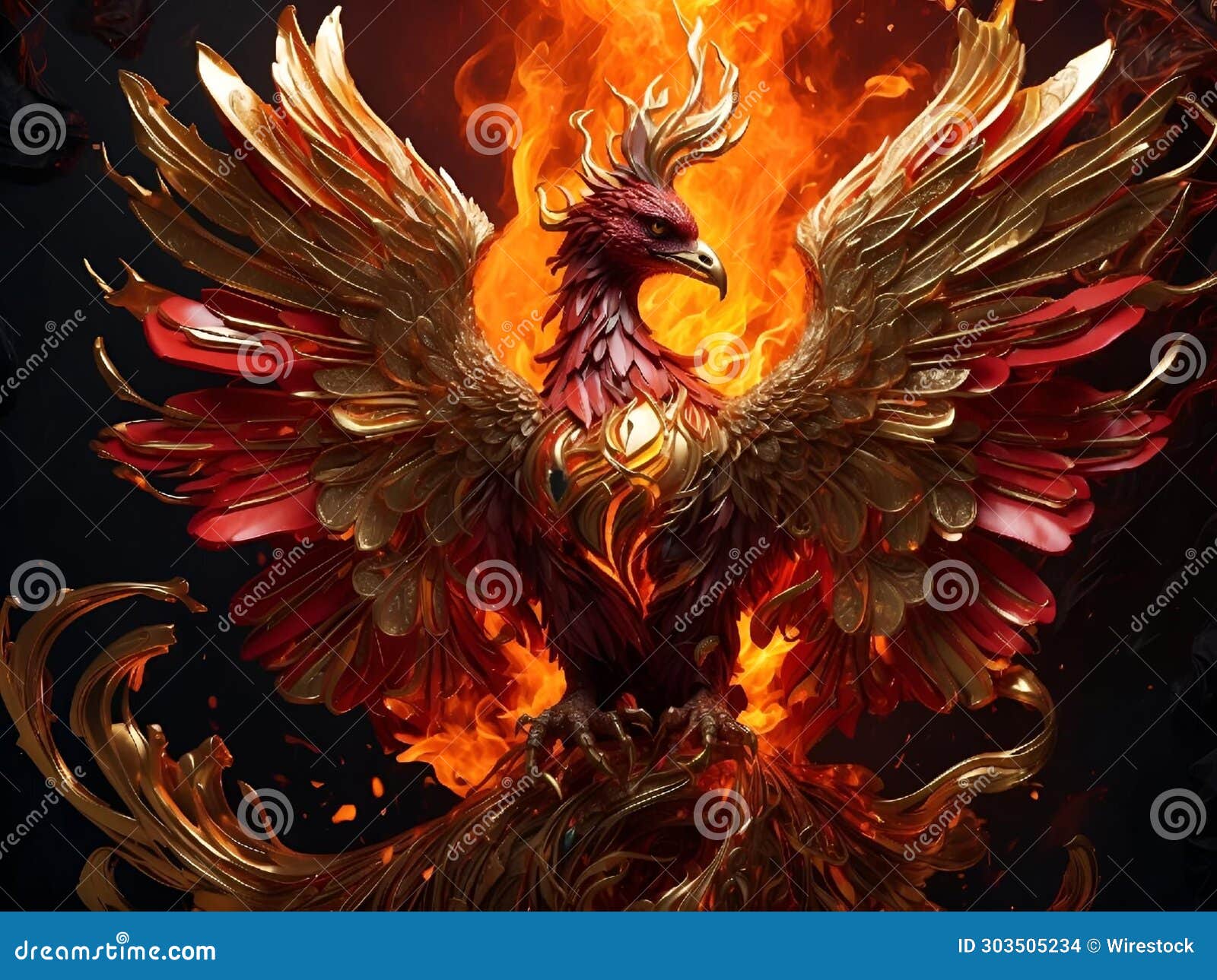 An Image of a Phoenix Rising in the Fire with the Flames Surrounding it ...