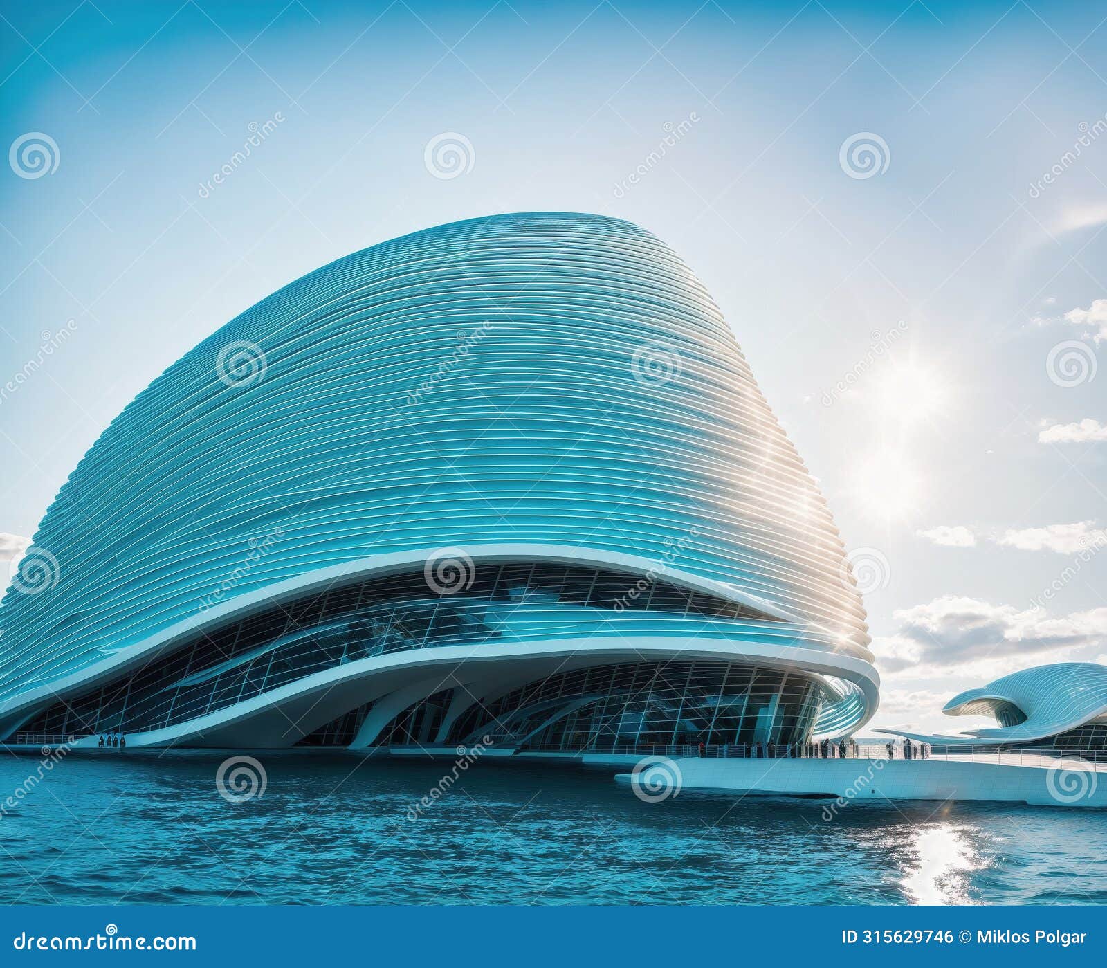 A Large, Modern Building with a Sleek, Curved Design. Stock Photo ...