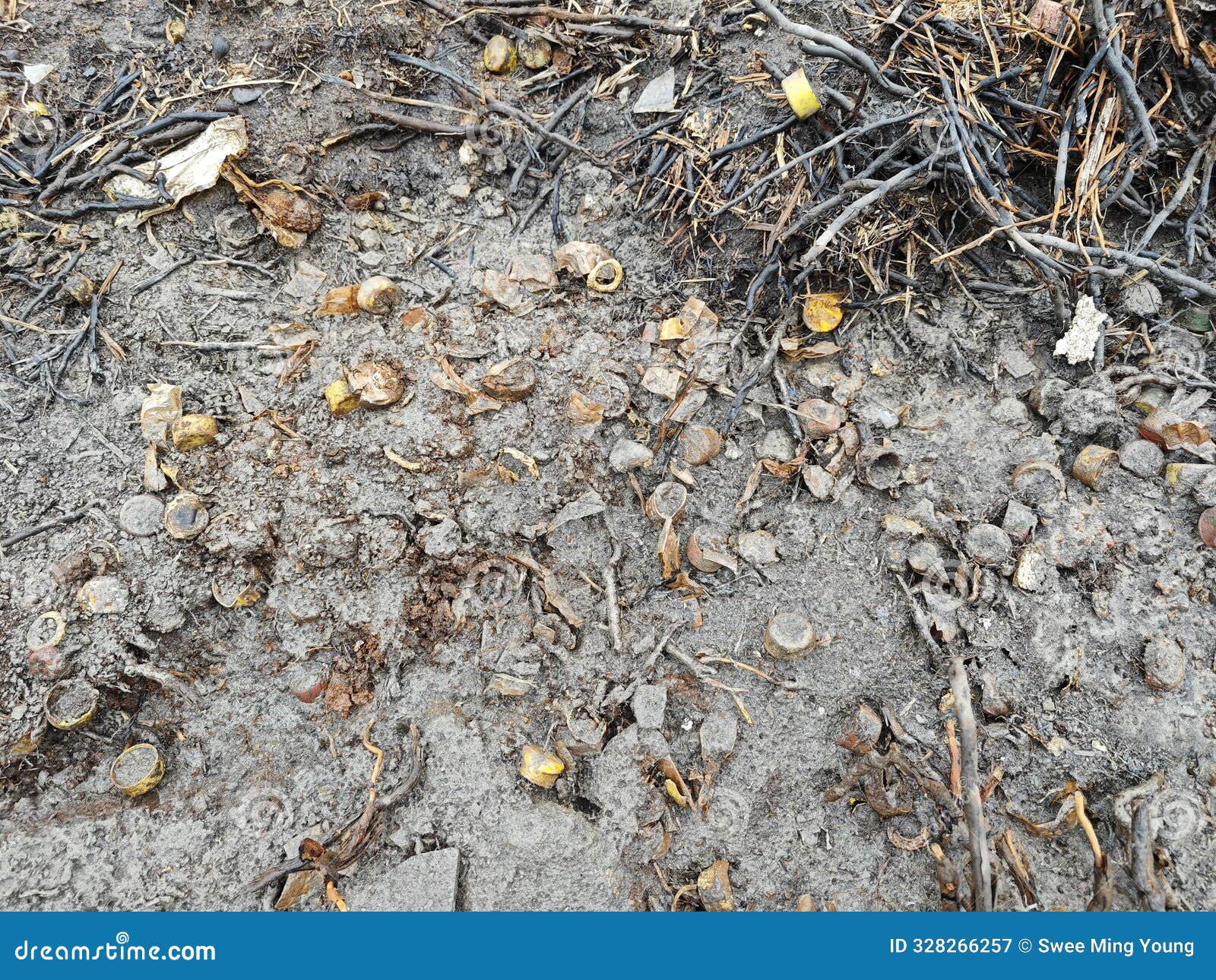 Pile of Thrown Way Rusted and Decayed Bottle Caps on the Muddy Ground ...