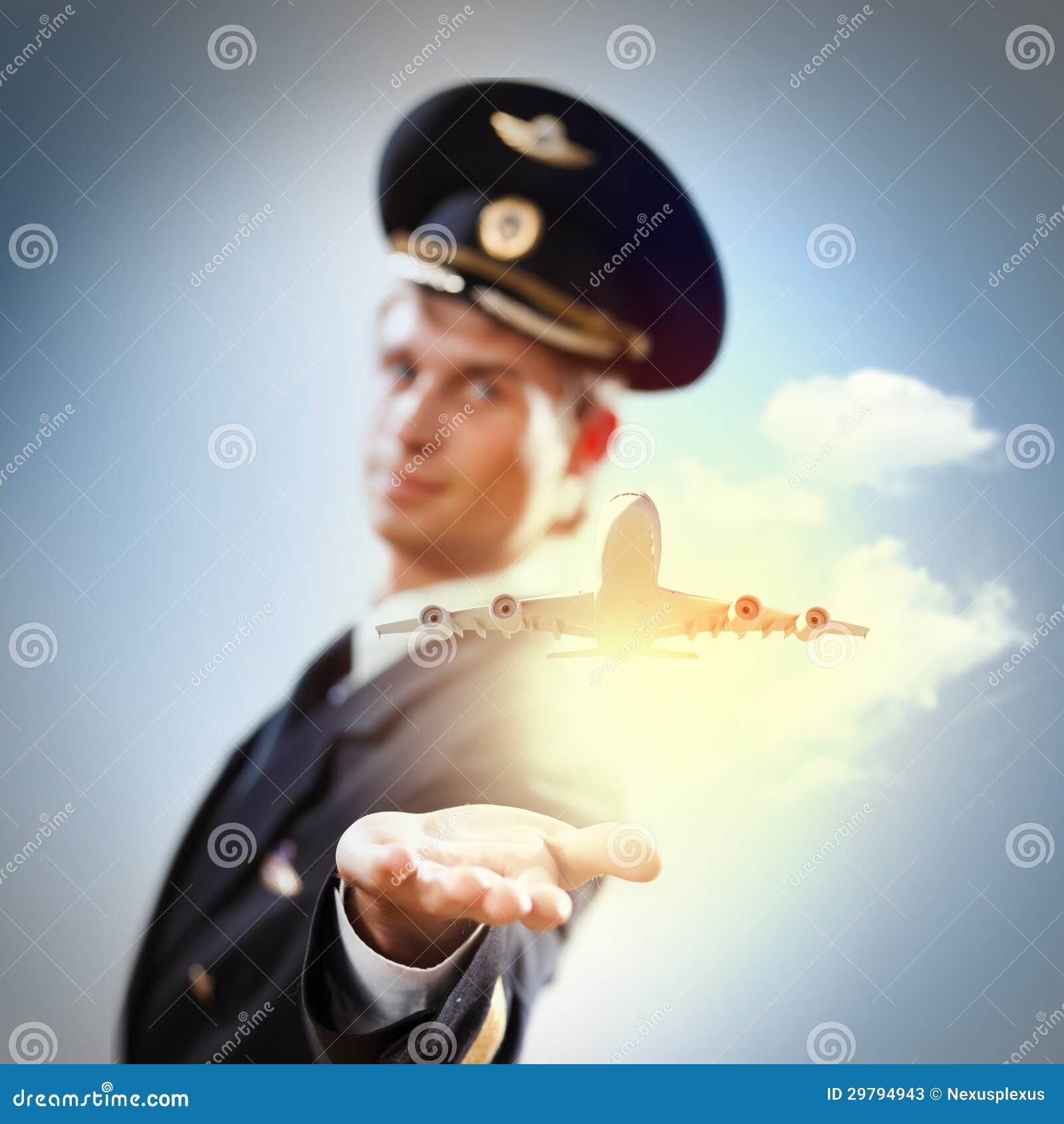 Image of Pilot with Plane in Hand Stock Image - Image of handsome ...