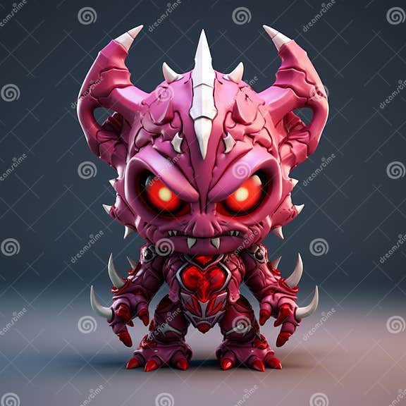 An Image Of A Pink Demon With Red Eyes Stock Illustration Illustration Of Halloween Vicious