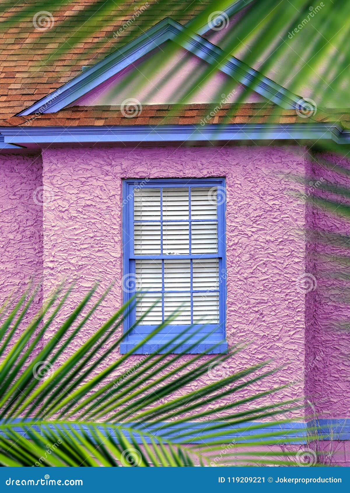 Pink house and windows stock image. Image of residential - 119209221