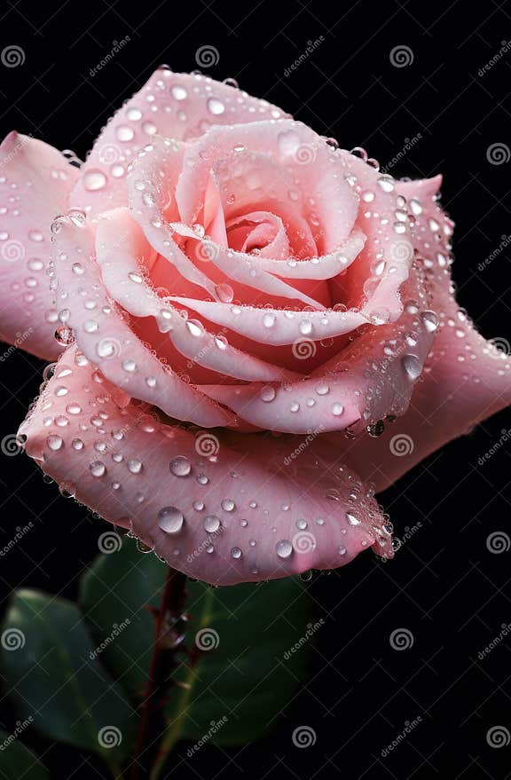 An Image of a Pink Rose with Raindrops, Stock Photo - Image of love ...