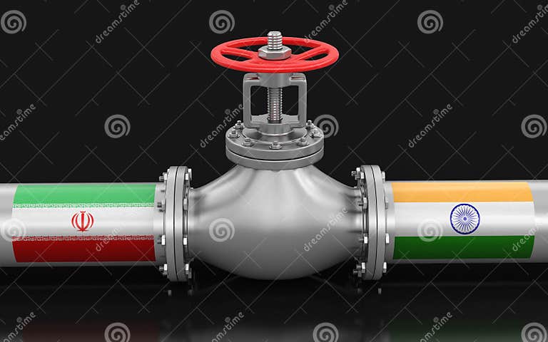Pipeline with Flags. Image with Clipping Path Stock Illustration ...