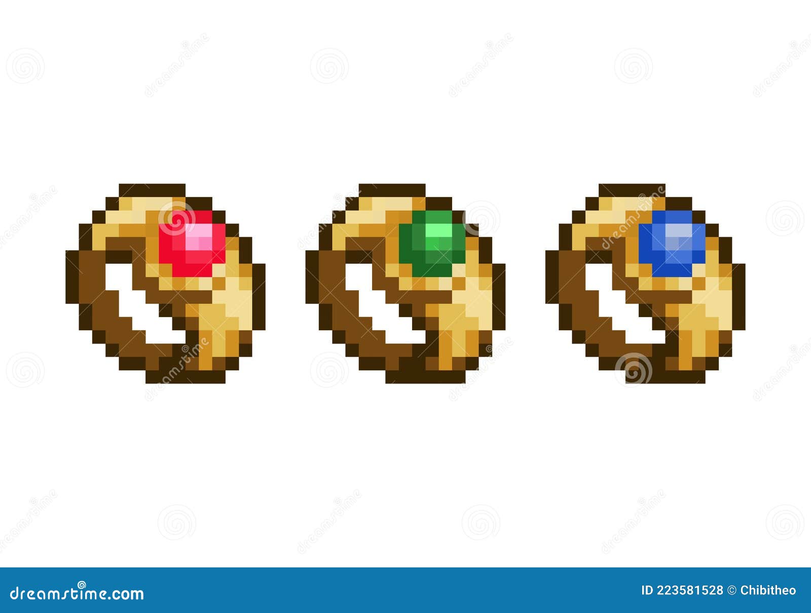 Image of pixel gold rings. stock illustration. Illustration of ...
