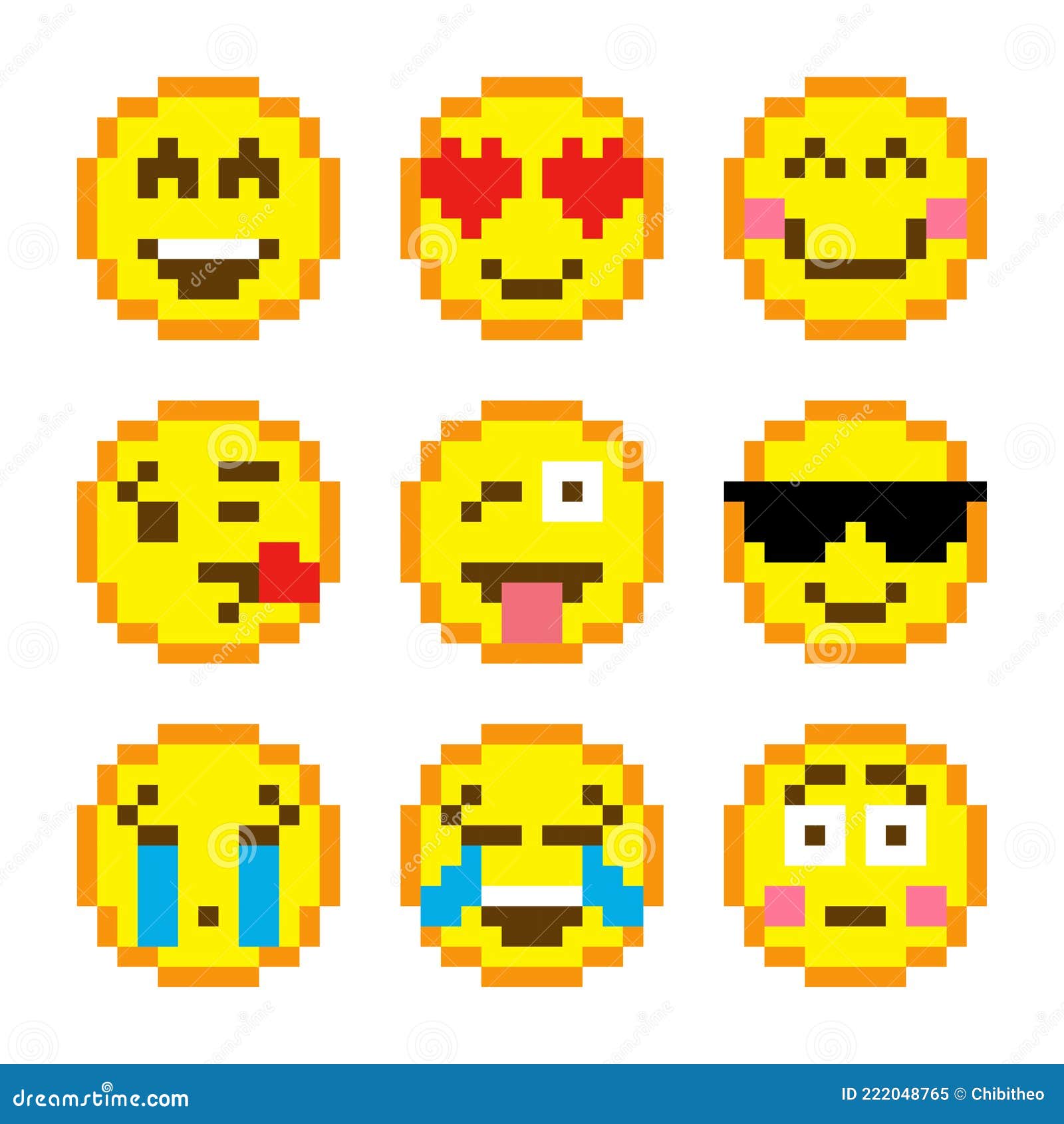 Pixel Art Smile Kissing. Sticker With Shadow Cartoon Vector ...