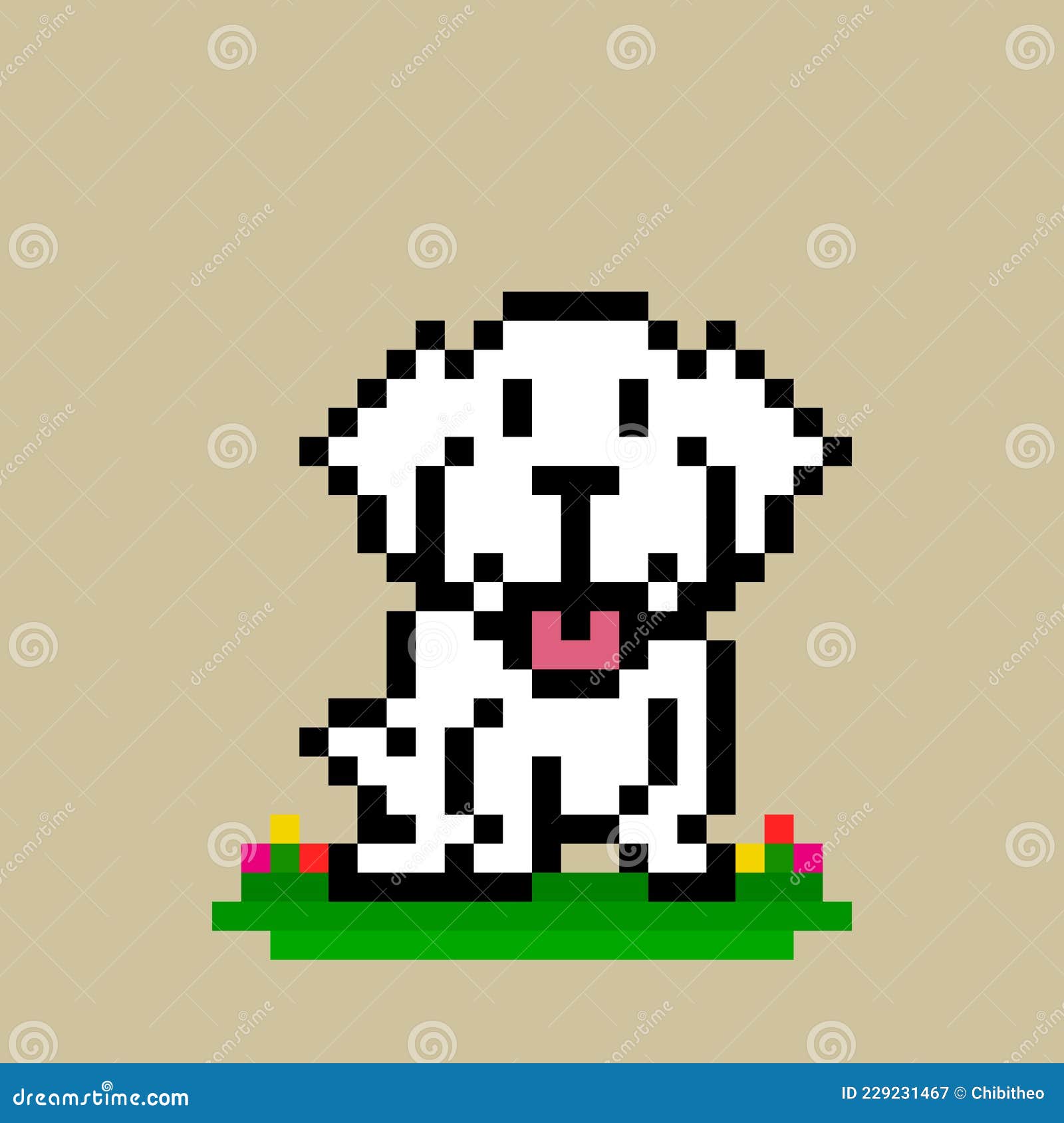 Image of a Pixel White Puppy Stock Vector - Illustration of adorable ...
