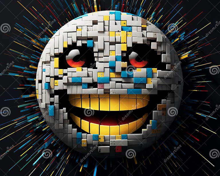 An Image of a Pixelated Smiley Face Made Out of Bricks Stock ...