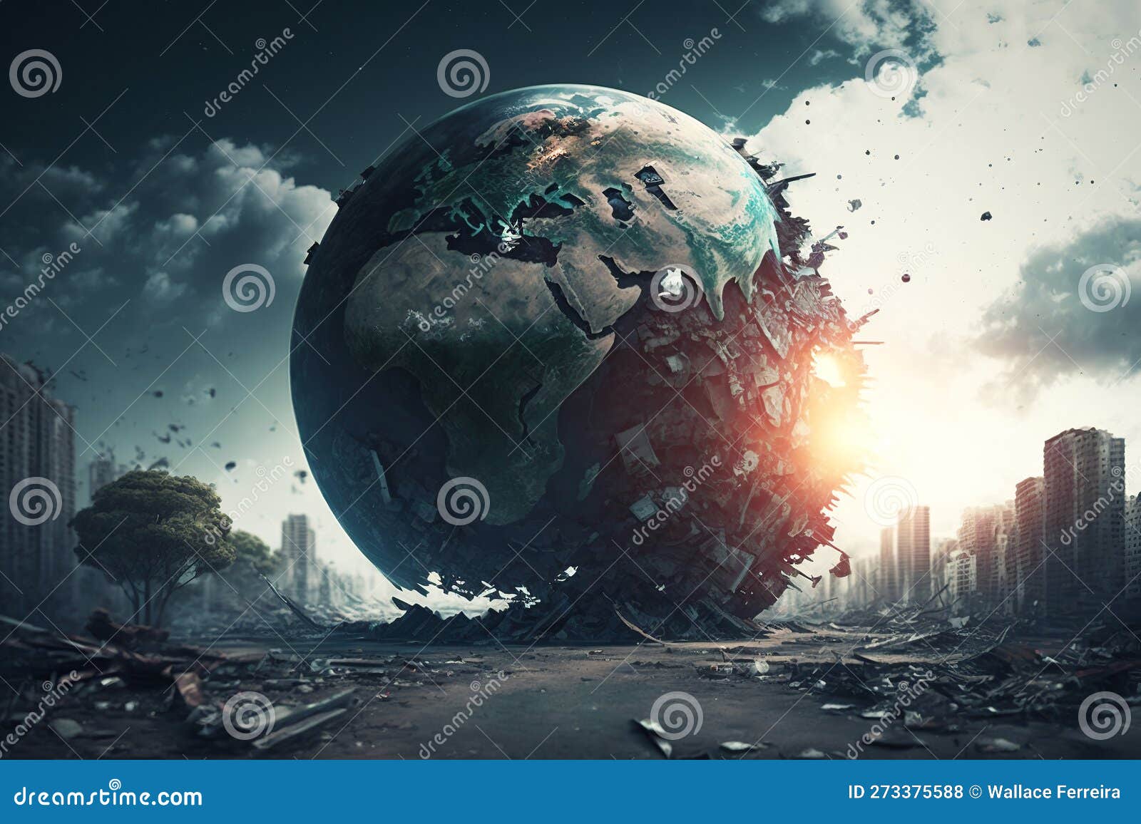 Image of Planet Earth with Half Destroyed and Half Alive. Generative AI ...