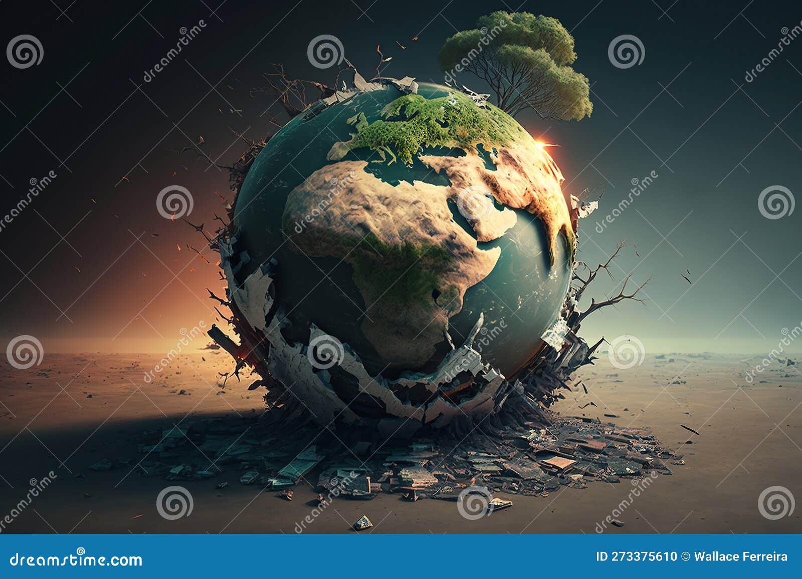 Image of Planet Earth with Half Destroyed and Half Alive. Generative AI ...