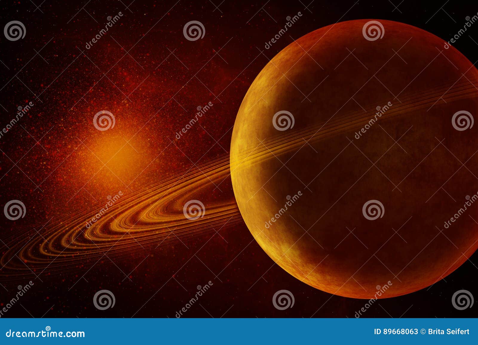 Image of Planet with rings stock illustration. Illustration of glowing ...