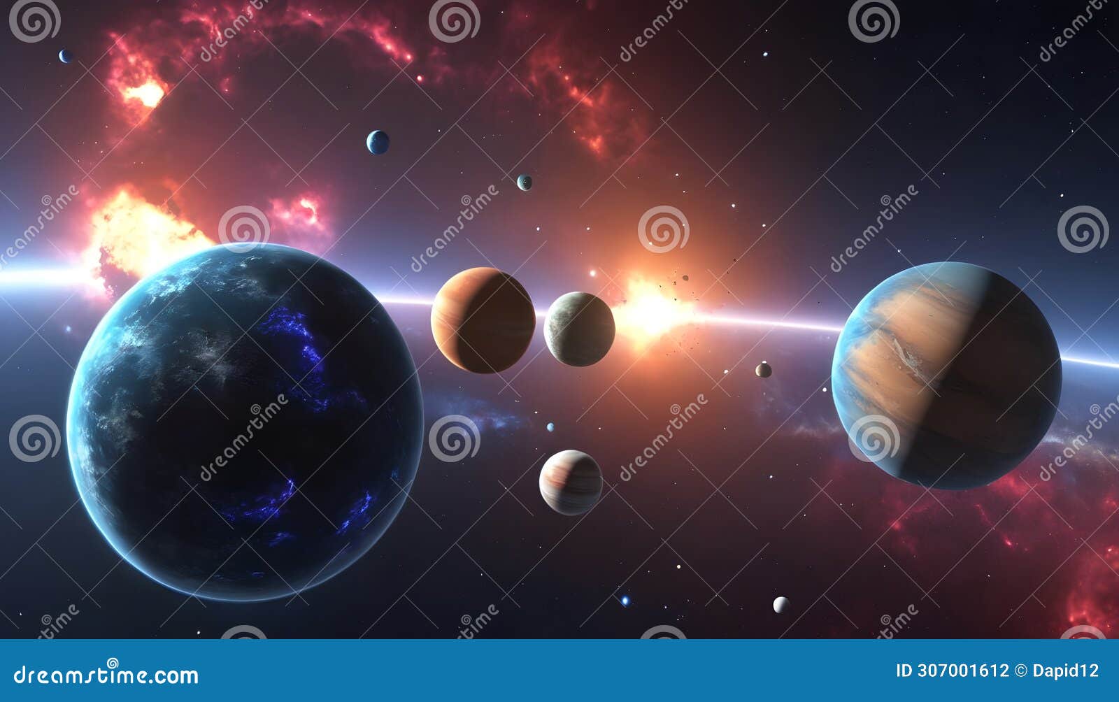 An Image of Planets in Space Solar System Arrangement, with Ring and ...