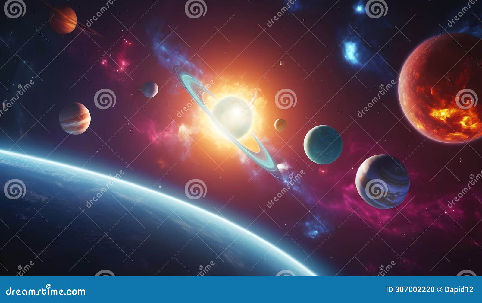 An Image of the Planets and Sun in Space Solar Systems, Surrounded by ...