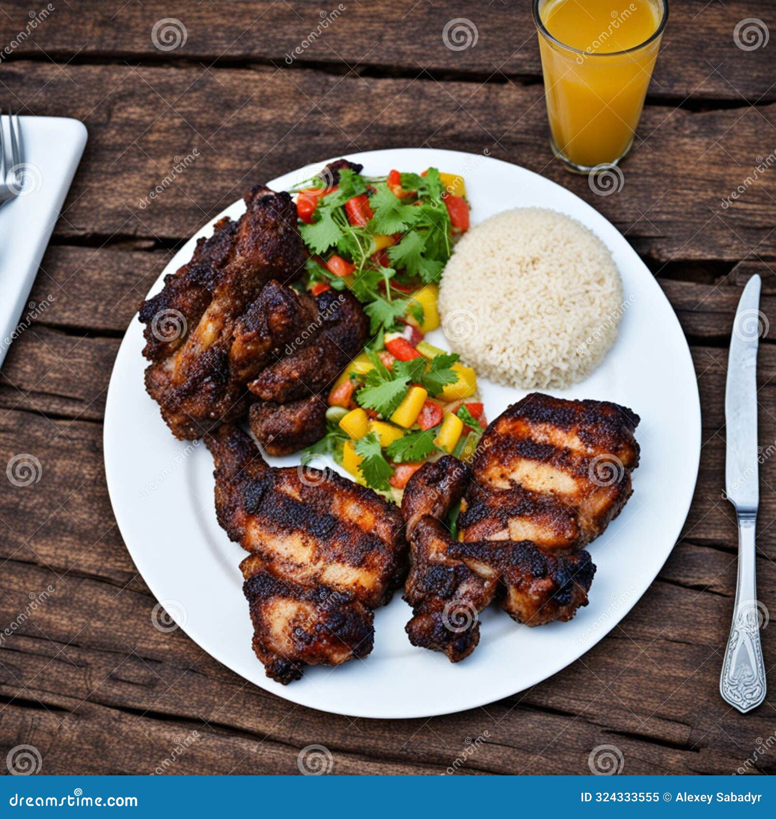 Illustration of a Dish Called Jerk Chicken Stock Illustration ...