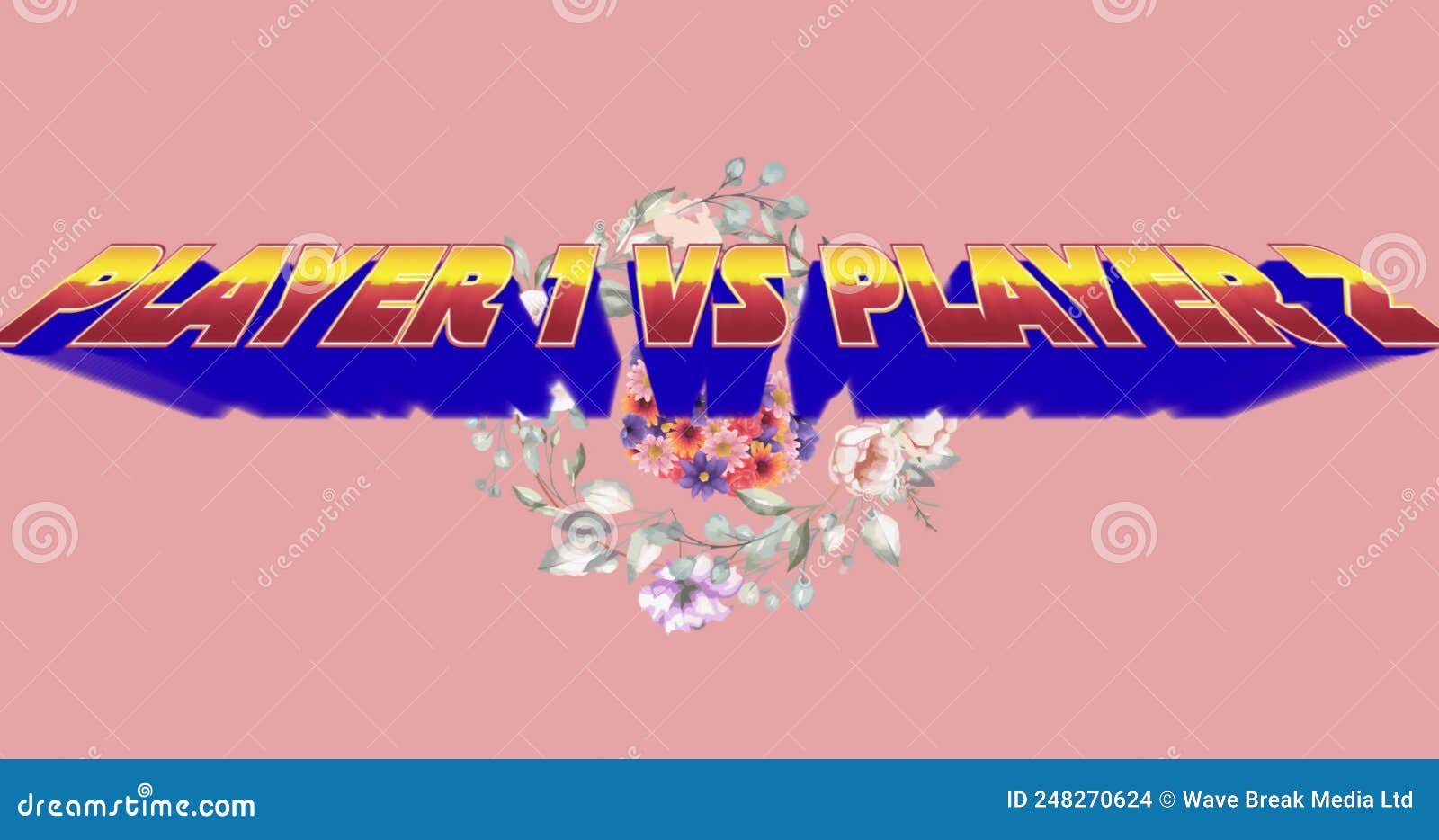 Image of Player 1 Vs Player 2 in Digital Abstract Space with Flowers ...