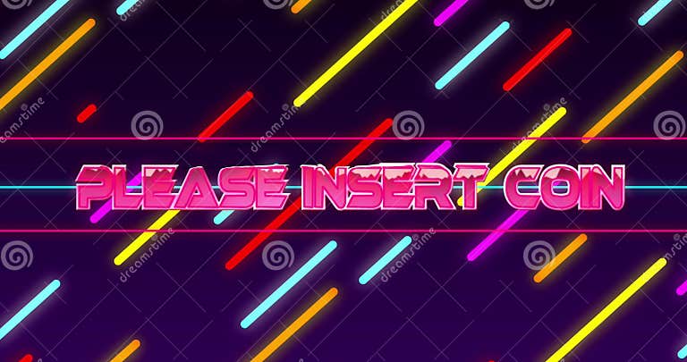 Image of Please Insert Coin Text Over Neon Pattern Background Stock ...