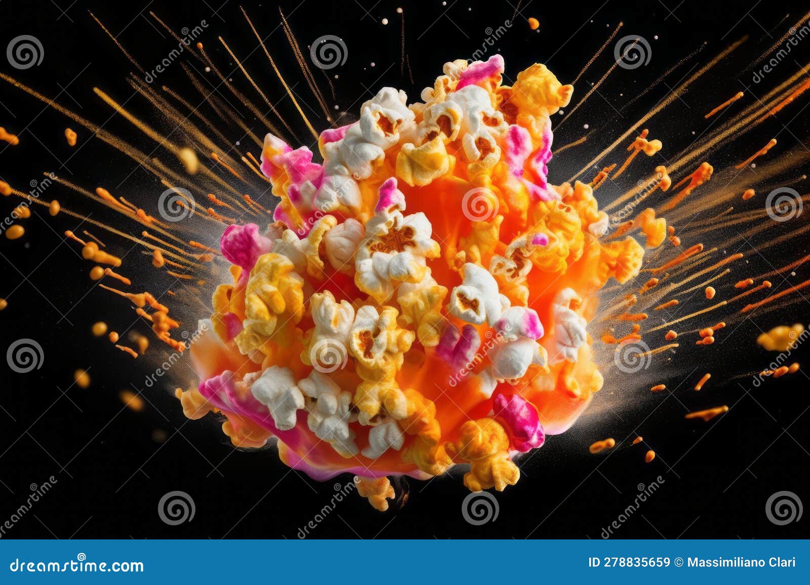 Image of Popcorn Being Tossed into the Air, with Kernels Forming a ...