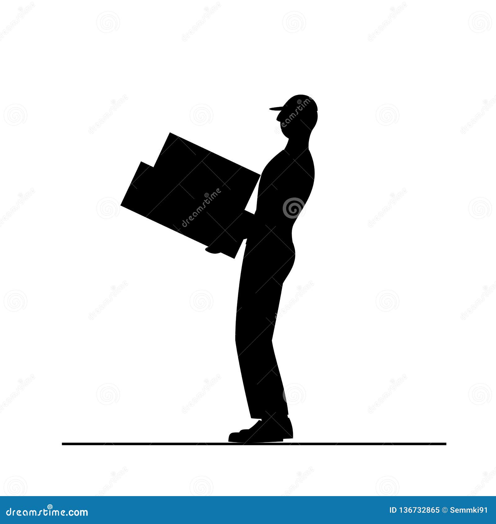 Vector Cartoon Image Of A Porter Man . Porter Man Is Carrying A Large ...