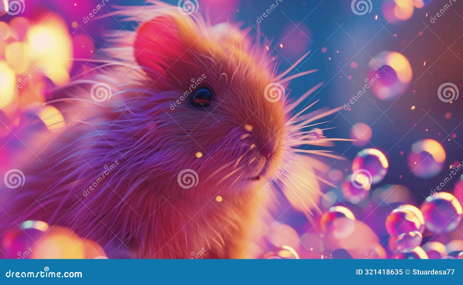 Adorable Hamster with Bubbles in Magical Lighting Stock Image - Image ...