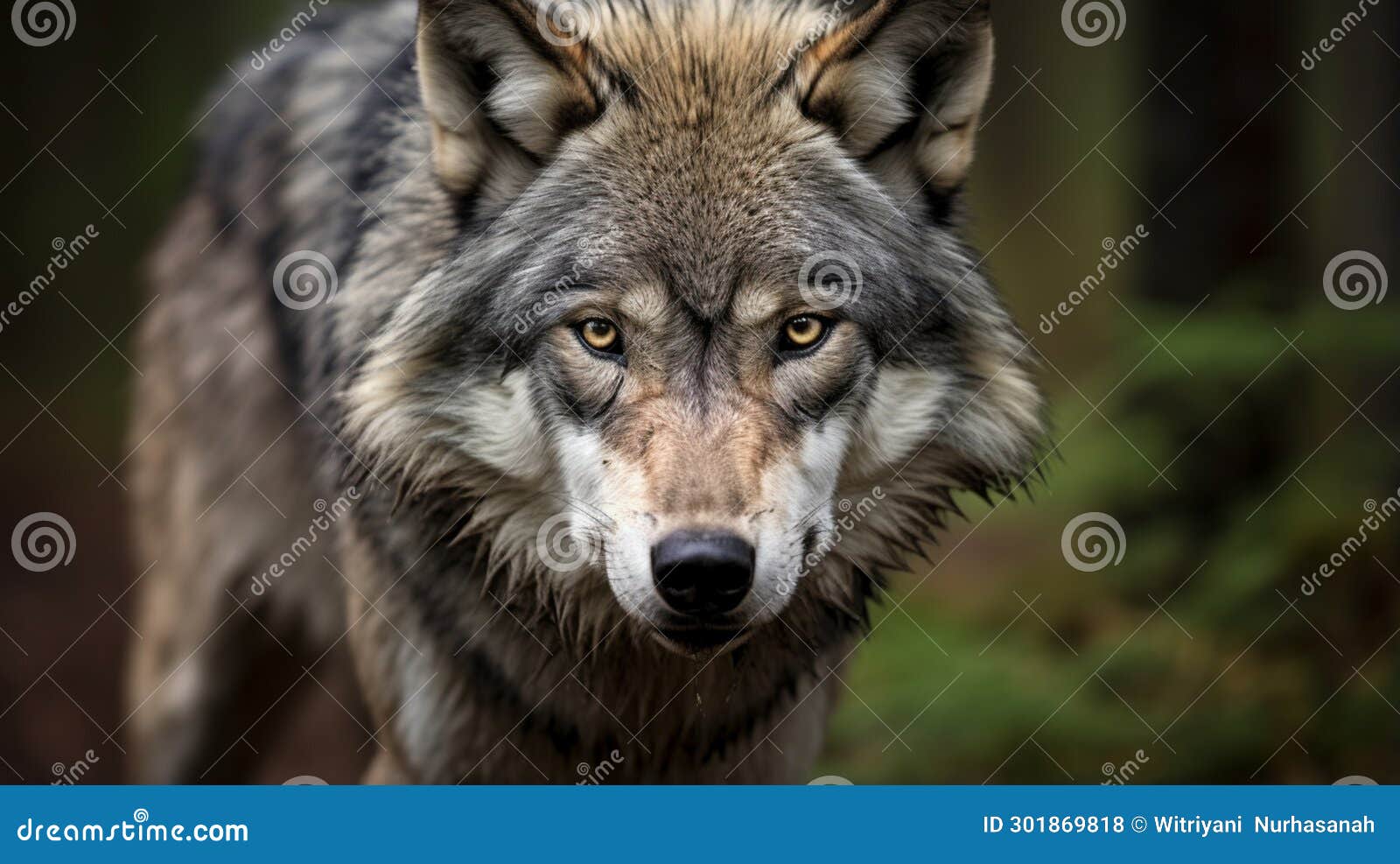 Image Portrait of a Grey Wolf Angry in the Forest. AI Generative Stock ...