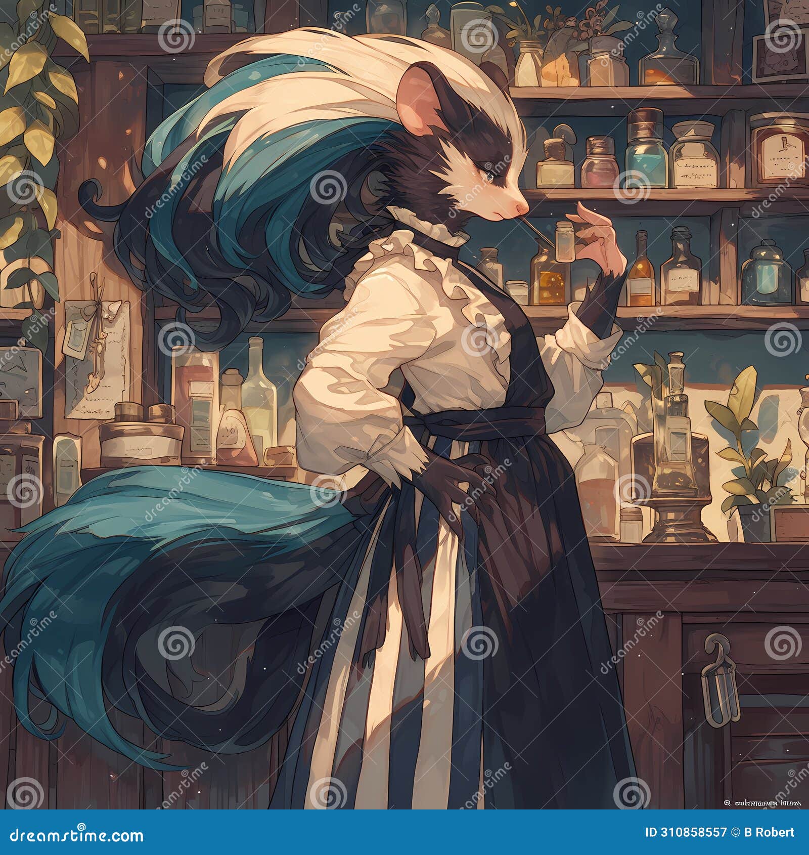 Enchanted Alchemist stock illustration. Illustration of magic - 310858557