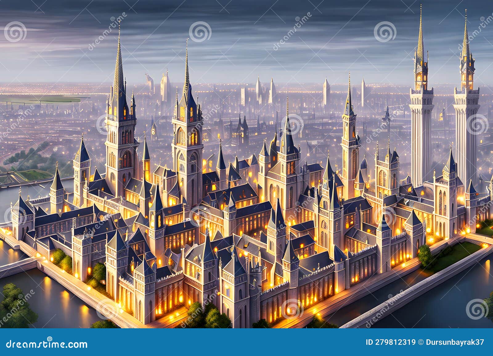 A Castle Complex Designed in Modern Architecture Style. AI Generated ...
