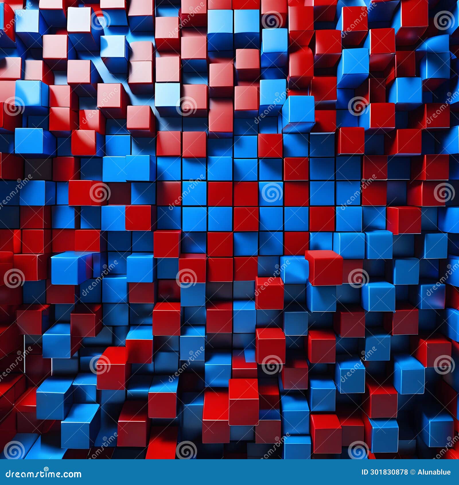 A Digital Illustration of Red and Blue Cubes. Stock Illustration ...