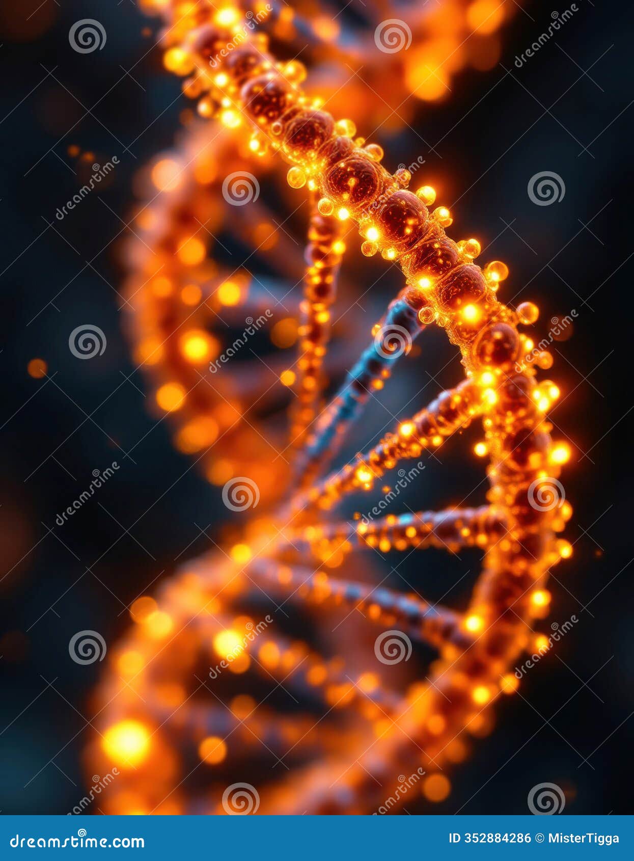 Image Portrays a Luminous DNA Double Helix Structure, Modeled with ...